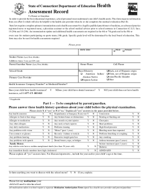 Fillable Online Ct State Health Assessment Form Fax Email Print - pdfFiller