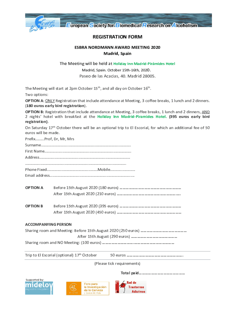 Fillable Online REGISTRATION-FORM-ESBRA 2020 Fax Email Print - pdfFiller