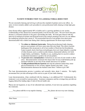 Fillable Online Patient Introduction to Laser Bacterial Reduction ...