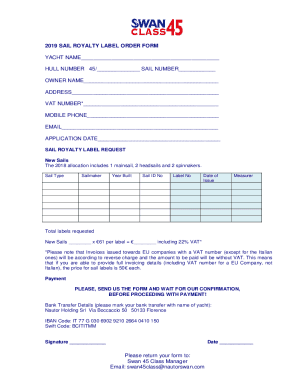 Fillable Online Sail label order form - Nautor's Swan Fax Email Print ...