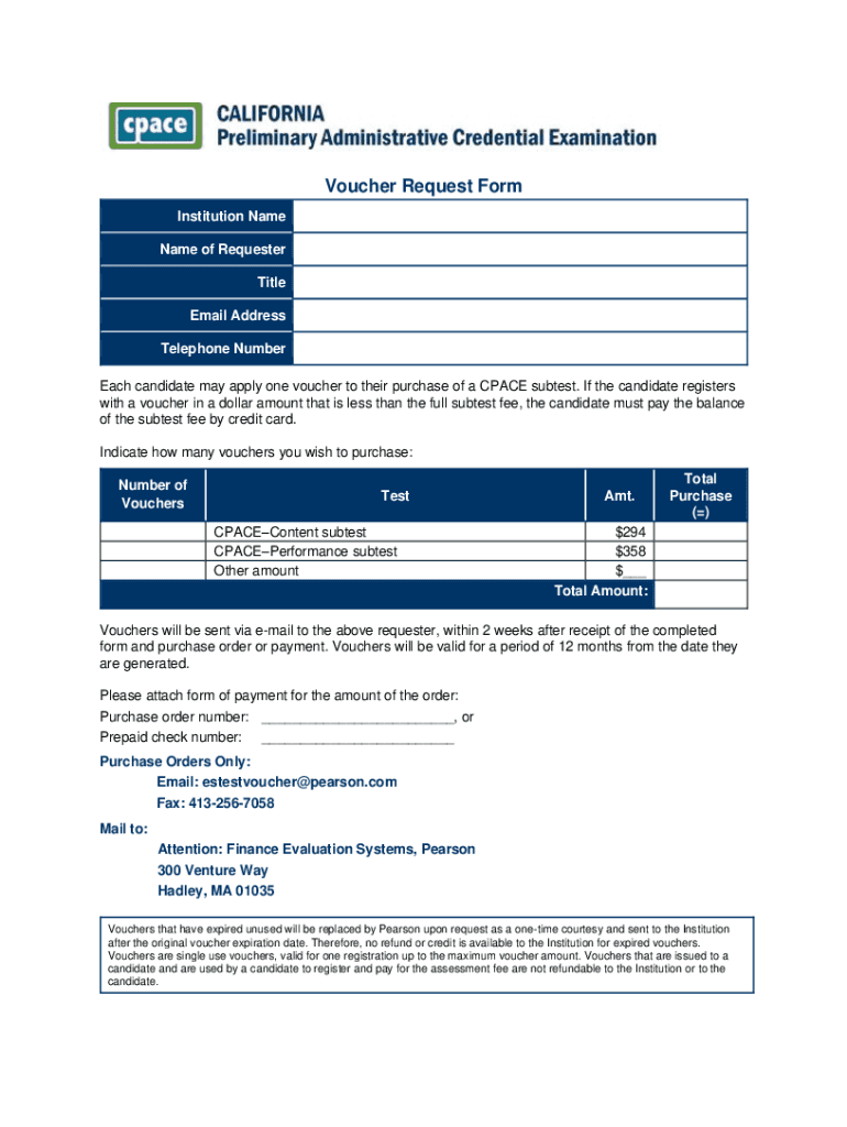 Fillable Online Voucher Request Form - in.nesinc.com Fax Email Print ...