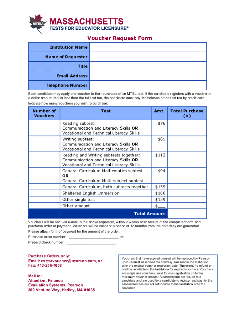 Fillable Online Voucher Request Form - NES) test Fax Email Print ...