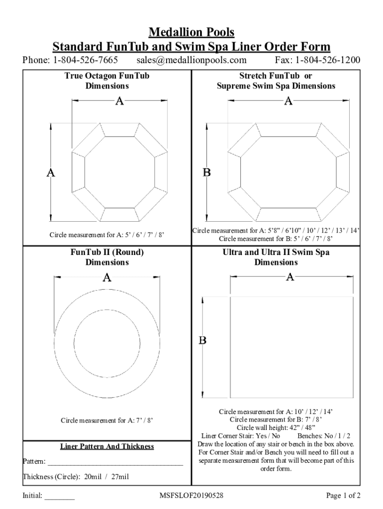 Fillable Online funtub and swim spa liner order form Fax Email Print ...