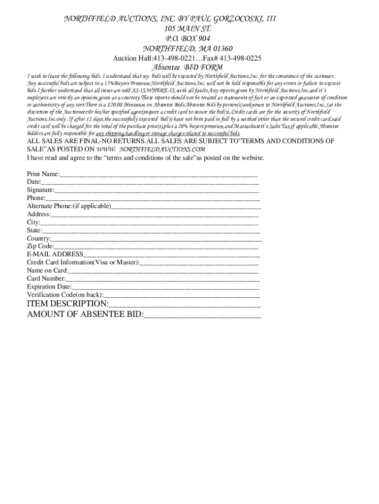 Fillable Online E-MAIL,LEFT BIDS FORM Fax Email Print - pdfFiller