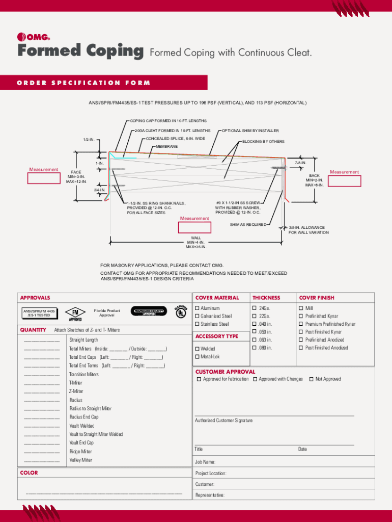 Fillable Online PAC-CLAD Continuous Cleat Coping Petersen Aluminum Fax ...
