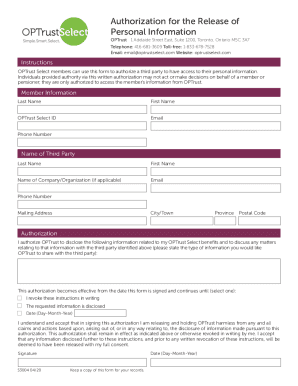 Fillable Online Authorization for the Release of Personal Information ...