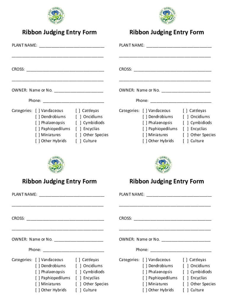 Fillable Online Ribbon Judging Entry Form Fax Email Print - pdfFiller