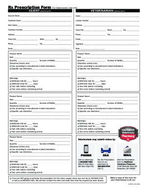 Fillable Online Rx Prescription Form printable pdf download Fax Email ...
