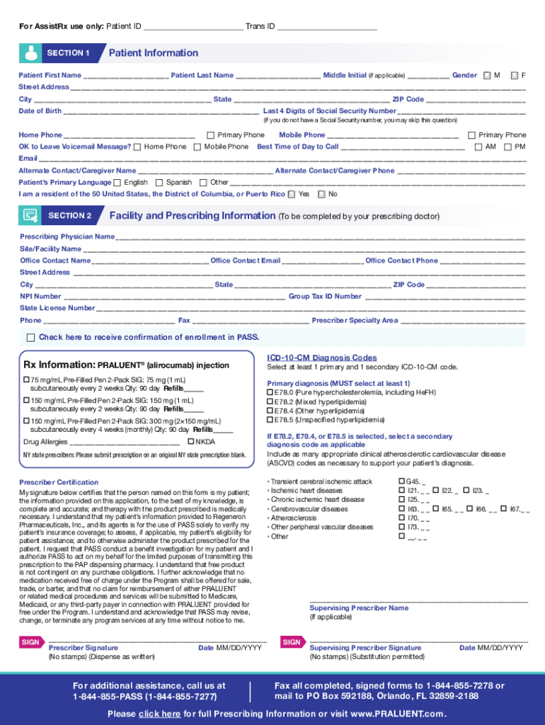 Fillable Online Patient Assistance Programs for Prescription ...