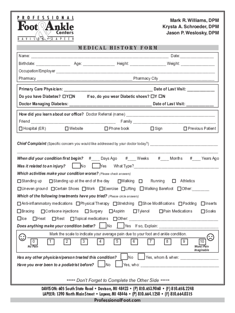 Fillable Online Williams, DPM Fax Email Print - pdfFiller