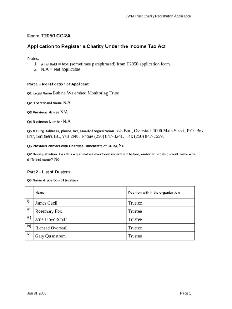 T2050 CCRA Doc Template | pdfFiller