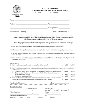 Fillable Online FOR-HIRE DRIVERS LICENSE APPLICATION Fax Email Print ...