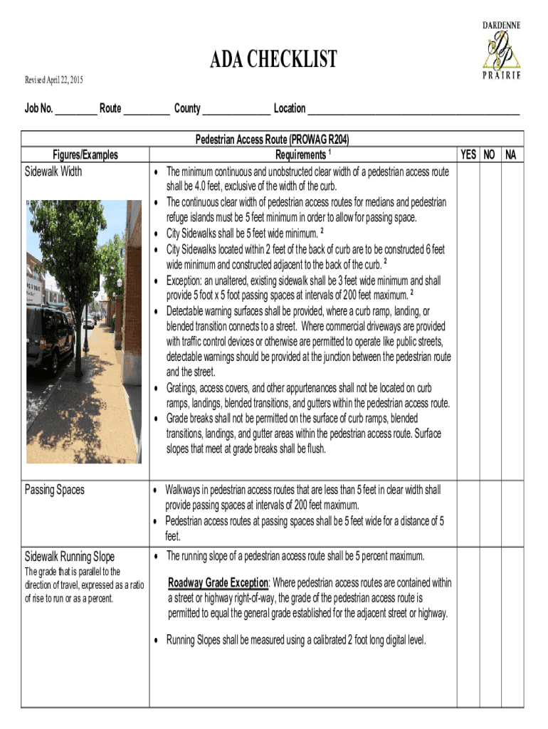 Fillable Online ADA Post Construction Inspection Checklist Fax Email ...