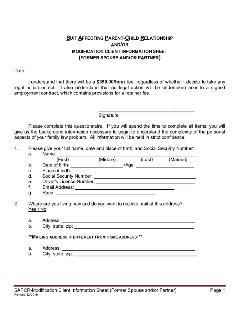Fillable Online 2020 SAPCR-Modification Client Information Sheet Fax ...
