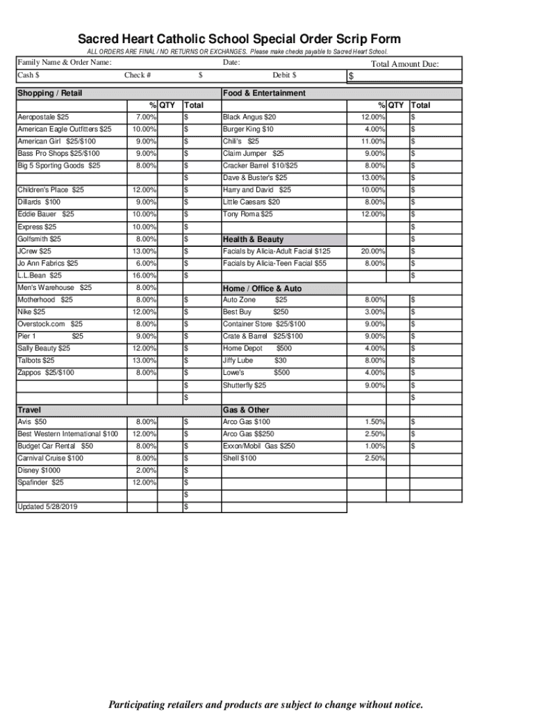Fillable Online WHITE FORM - Special Orders Form 5-19-14.xls Fax Email ...