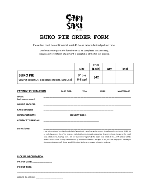 Fillable Online $42 Buko Pie Order Form fillable - Sari Sari Store Fax ...