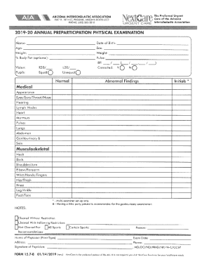 Fillable Online AIA Annual Physical Examination Form - School ...
