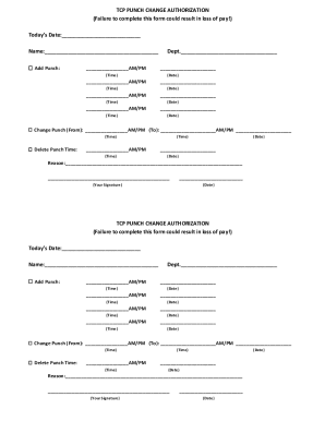 Fillable Online KRONOS PUNCH CHANGE AUTHORIZATION Fax Email Print ...