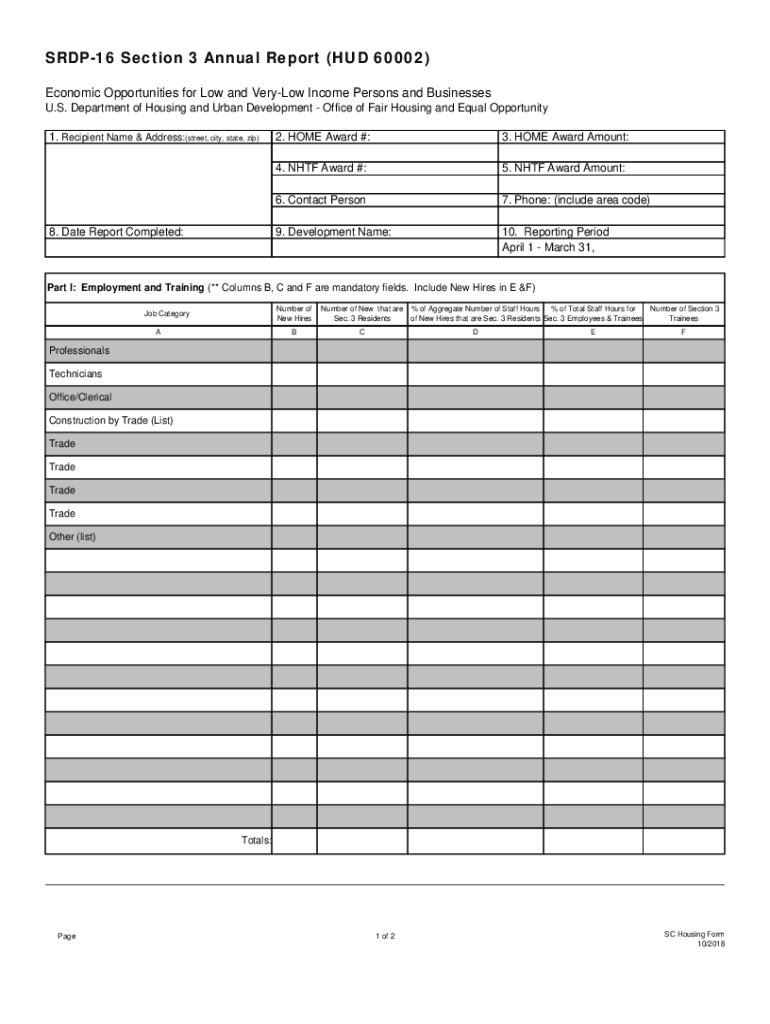 Fillable Online Section 3 Summary Report U.S. Department of Housing ...