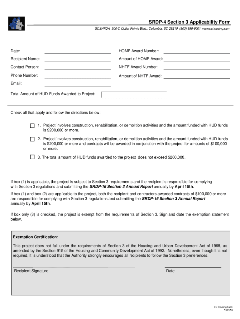Fillable Online SRDP Section 3 Applicability Form Fax Email Print ...