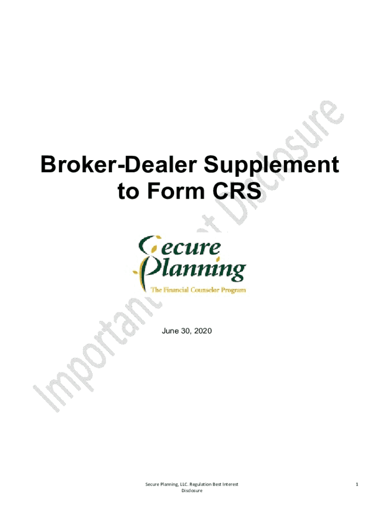 Fillable Online Regulation BI Disc -BD supplement to Form CRS - Final ...