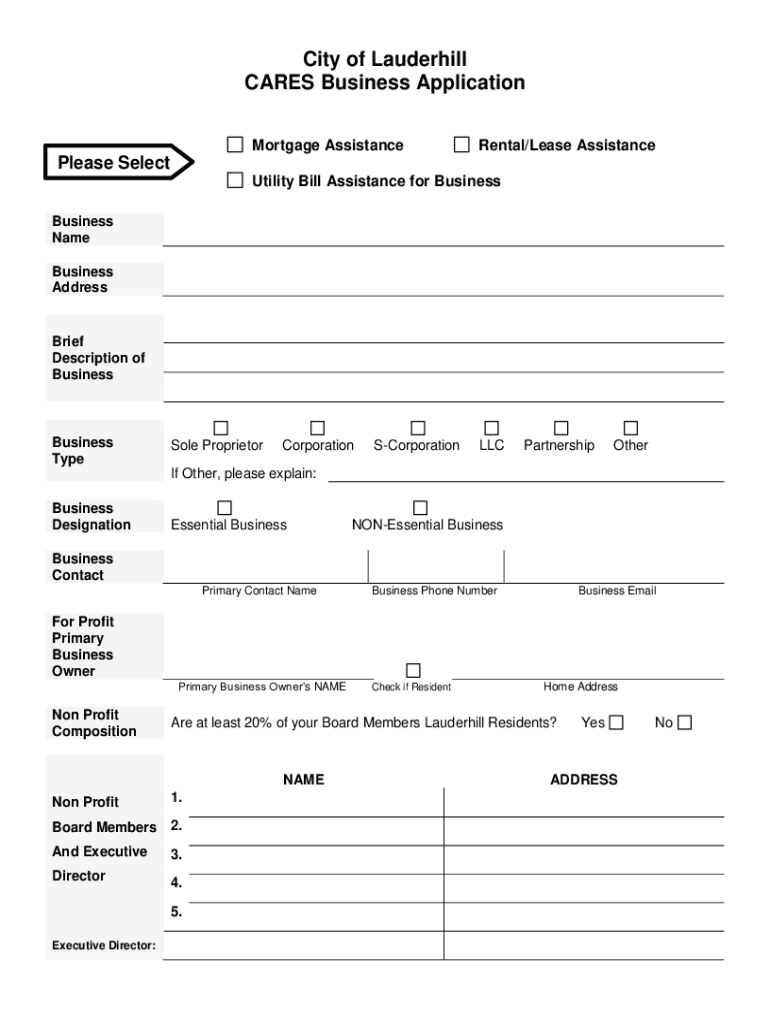 Fillable Online LAUDERHILL CARES PROGRAM APPLICATION FILE CHECKLIST ...