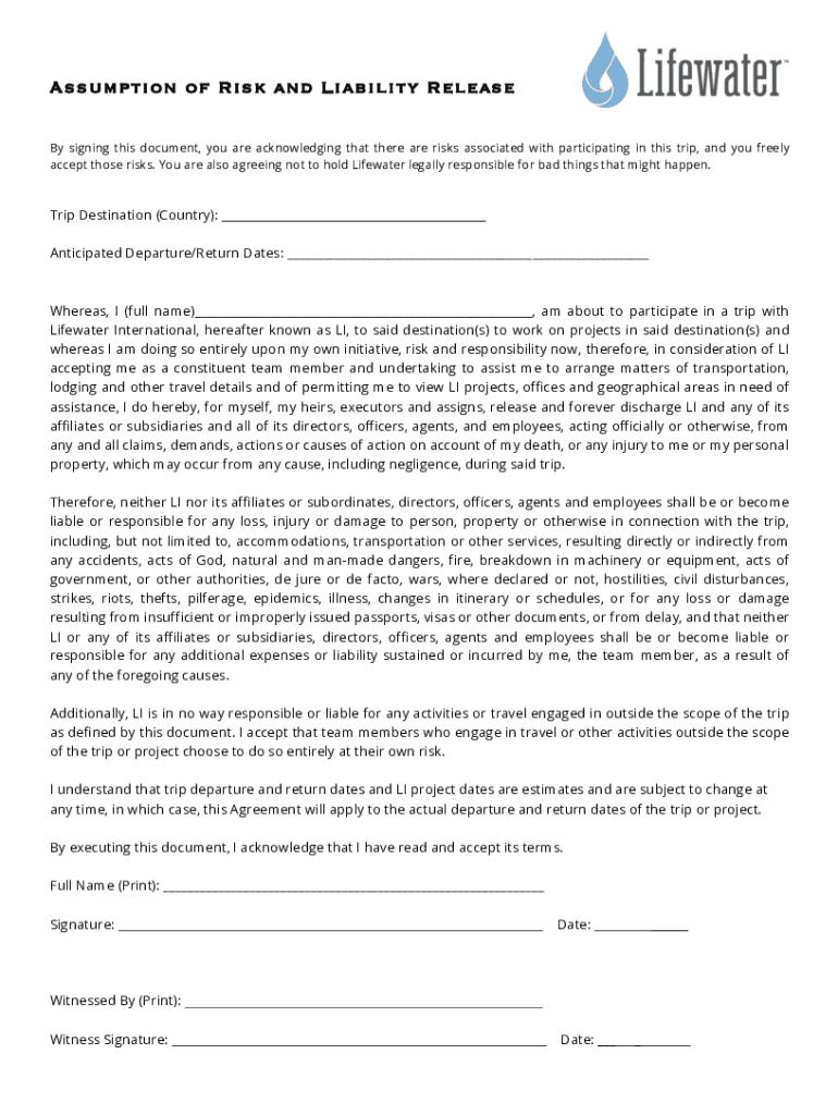 Fillable Online FREE 10+ Acknowledgment of Risks Forms in PDFMS ...