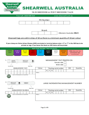 Fillable Online SHEARWELL AUSTRALIA TAG ORDER FORM Fax Email Print ...