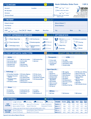Fillable Online Kevin Orthotics Order Form Fax Email Print - pdfFiller
