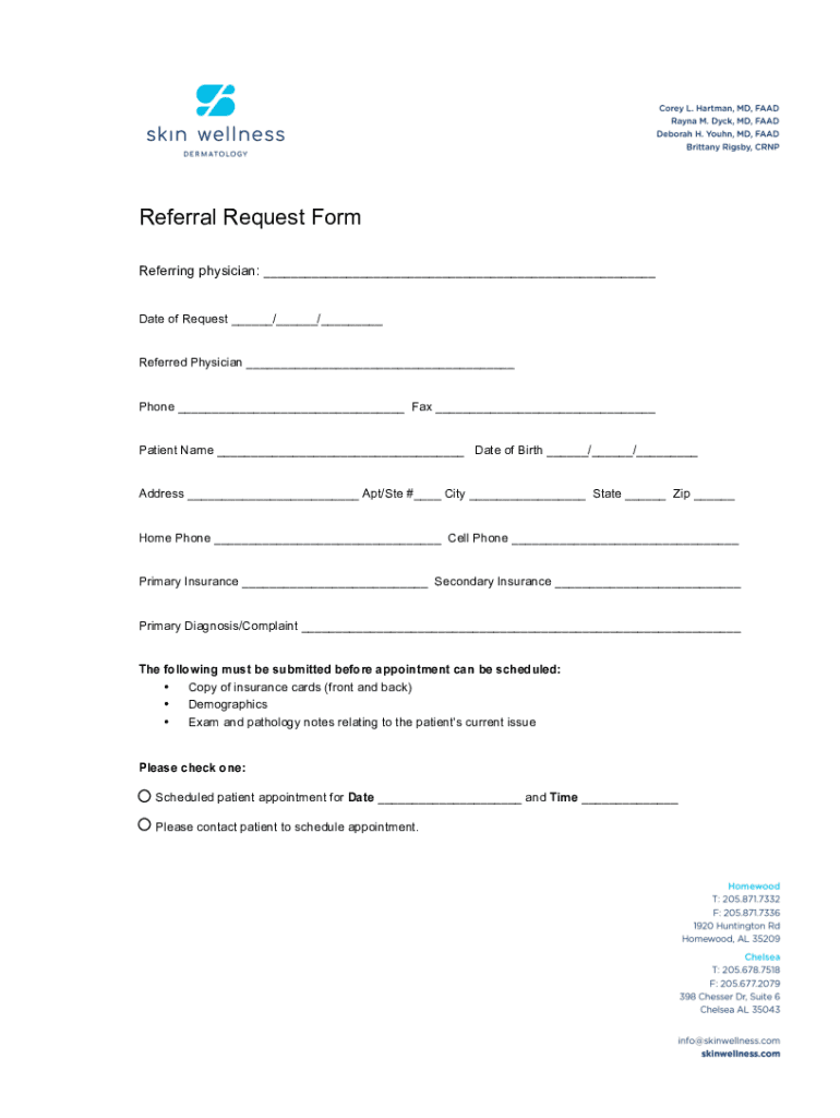 Fillable Online Referral Request FormTampa Bay Hearing Fax Email Print ...