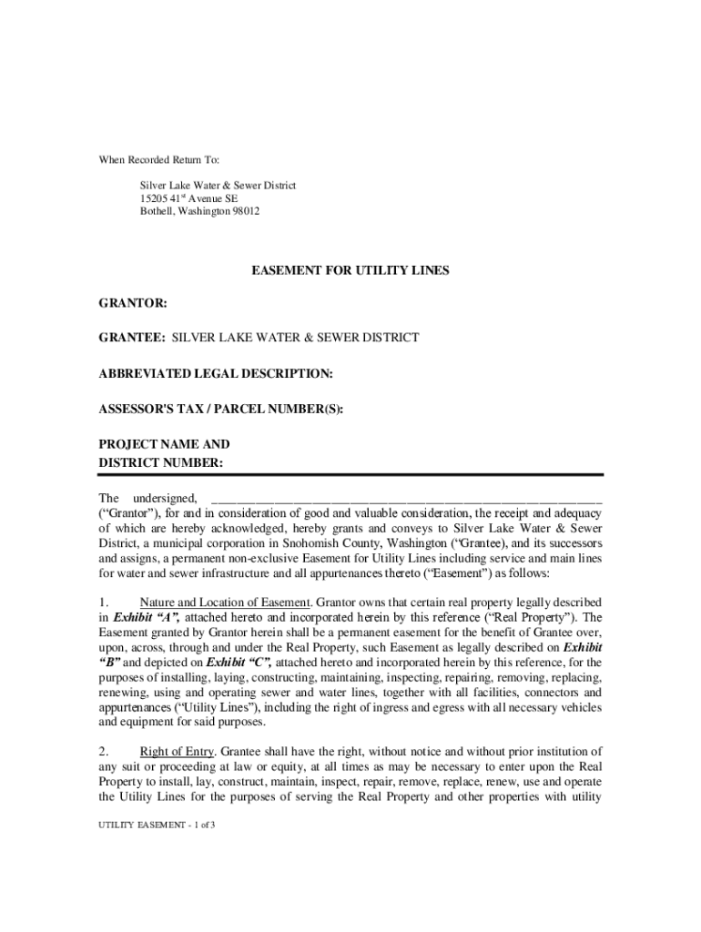 Fillable Online EASEMENT FOR UTILITY LINES GRANTOR: GRANTEE ...