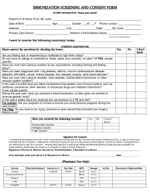 Fillable Online Consent Form and Screening Questionnaire for ...