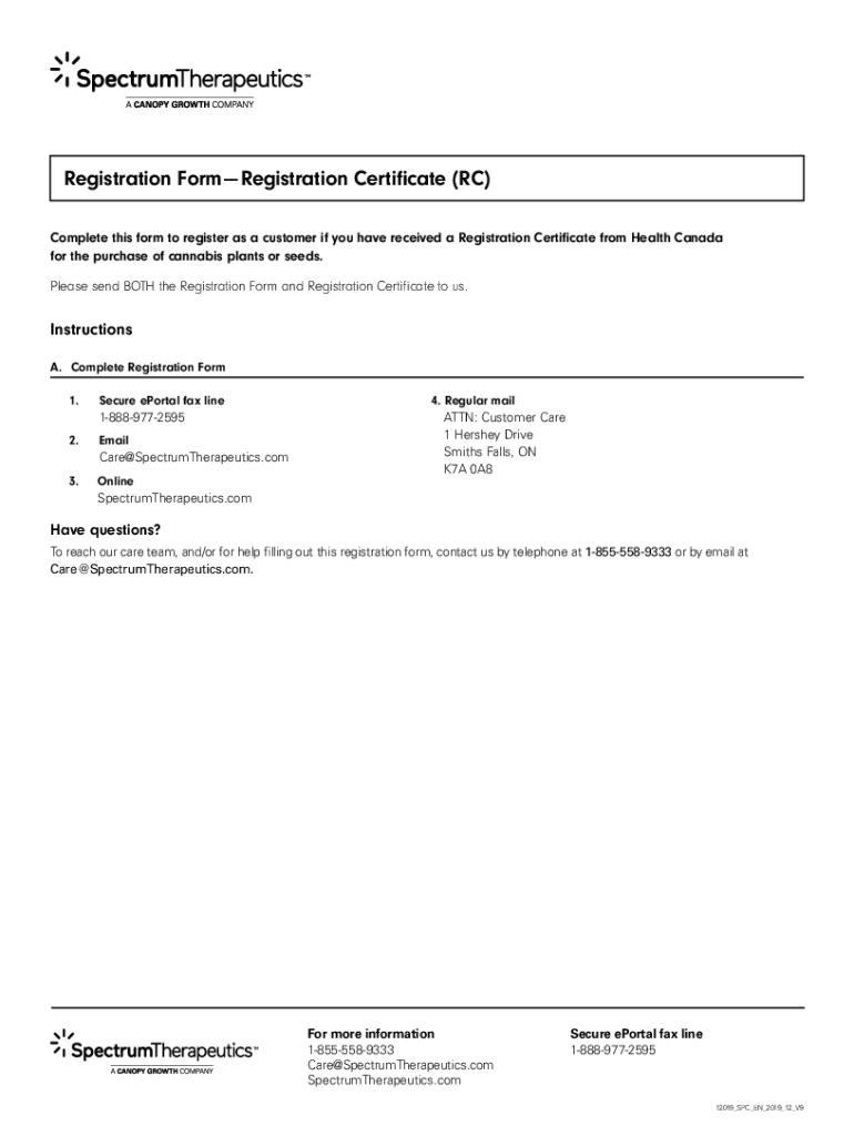 Fillable Online Registration FormRegistration Certificate (RC ...