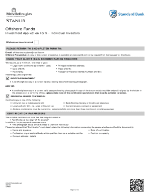 Fillable Online Application Form: STANLIB Offshore Funds Individuals ...