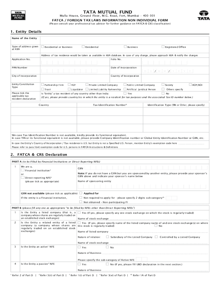 Fillable Online TATA MUTUAL FUND Mulla House, Ground Floor, M.G. Road ...