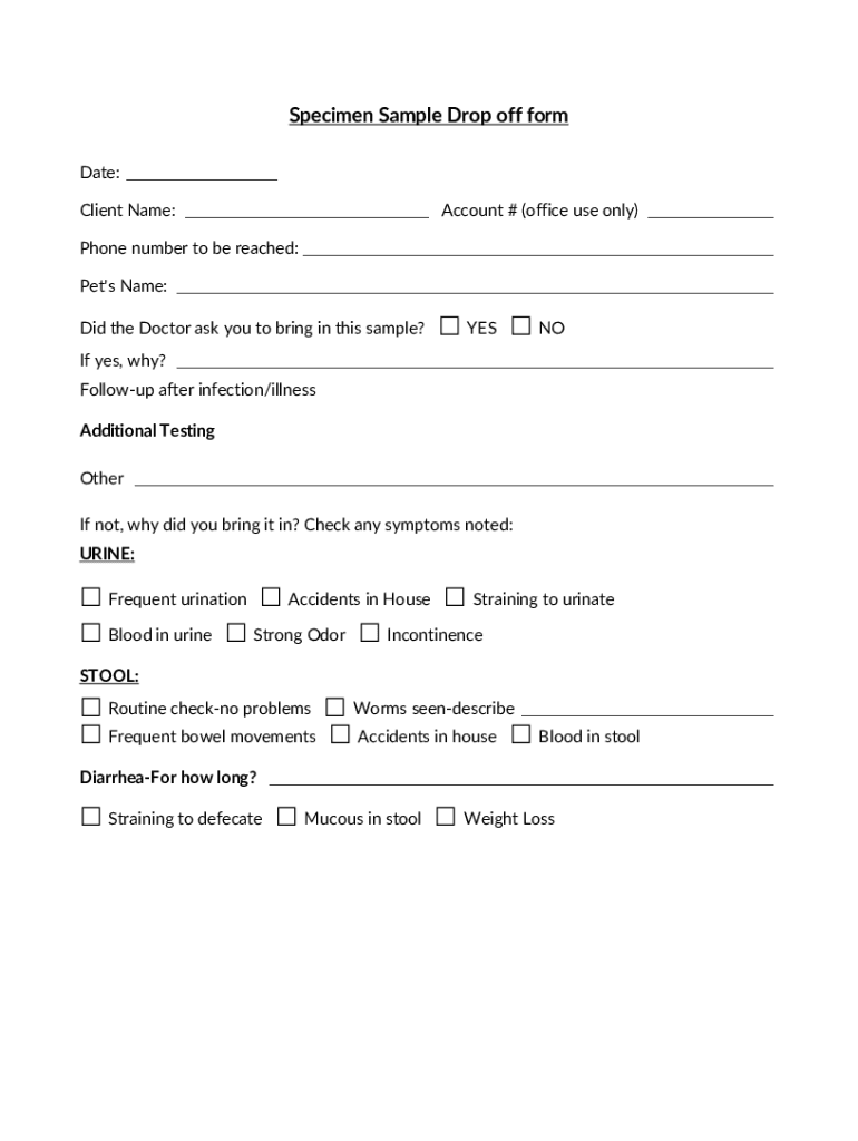 Fillable Online Specimen Sample Drop off form - Academy Animal Hospital ...