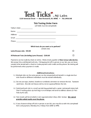 Fillable Online Revised tick test form for consumers 032320.docx Fax ...