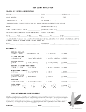 Fillable Online Dental Laboratory Client Preference Form.pdf Fax Email ...