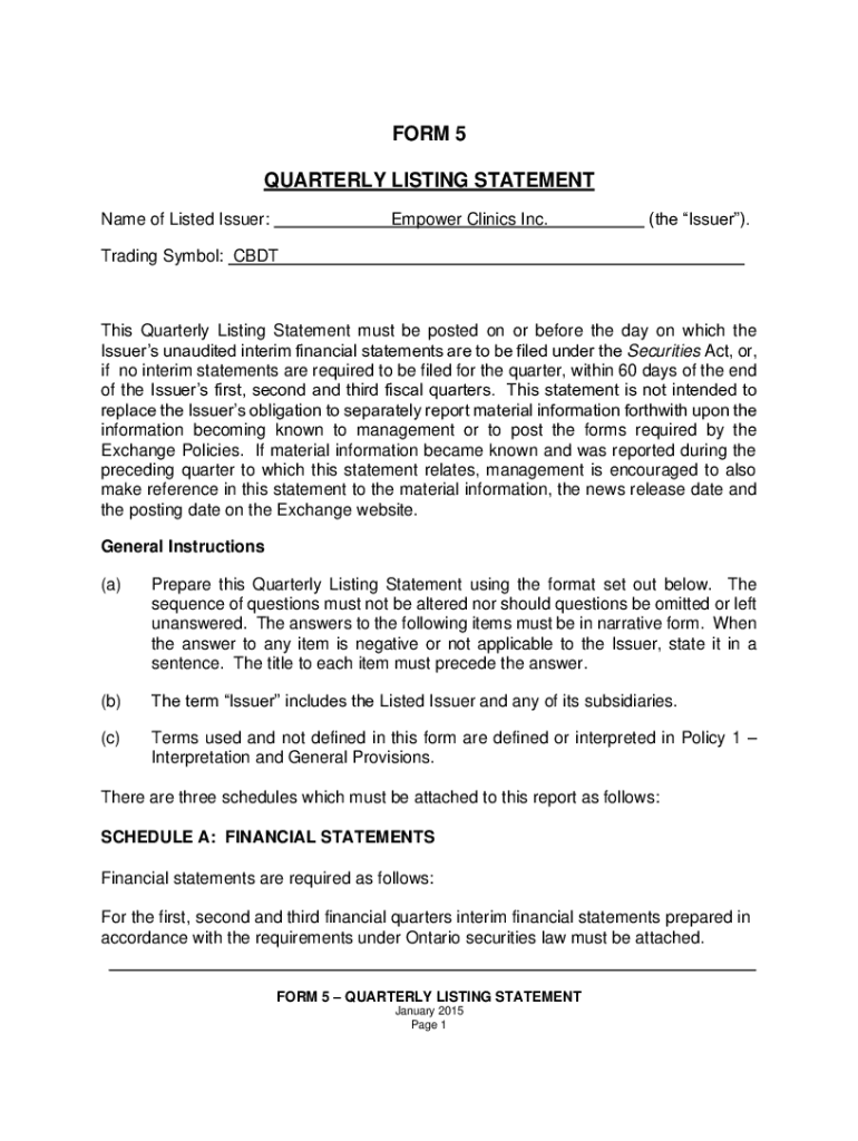 Fillable Online Trading Symbol: CBDT Fax Email Print - pdfFiller