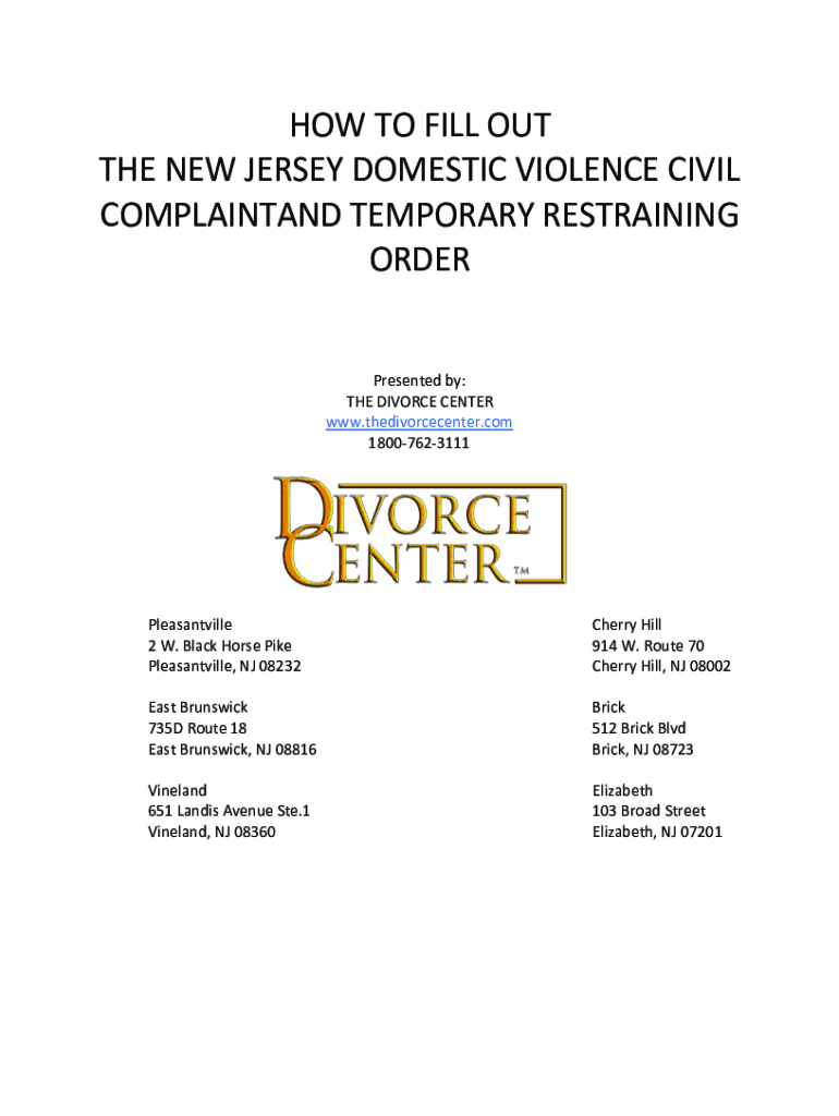 Fillable Online HOW TO FILL OUT THE NEW JERSEY DOMESTIC VIOLENCE CIVIL ...