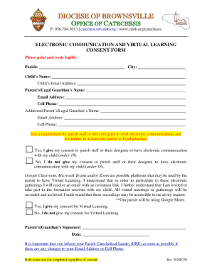 Fillable Online Electronic Communication and Virtual Learning Consent ...