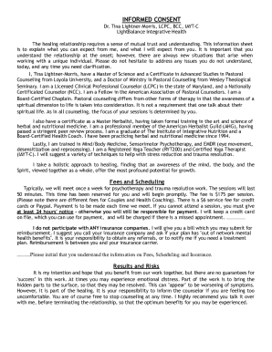 Fillable Online Professional Counseling Informed Consent Form Template ...