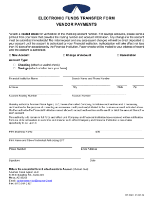 Fillable Online Electronic Funds Transfer (EFT) AuthorizationElectronic ...