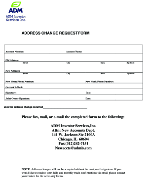 Fillable Online ADDRESS CHANGE REQUEST FORM - ADMIS Fax Email Print - pdfFiller