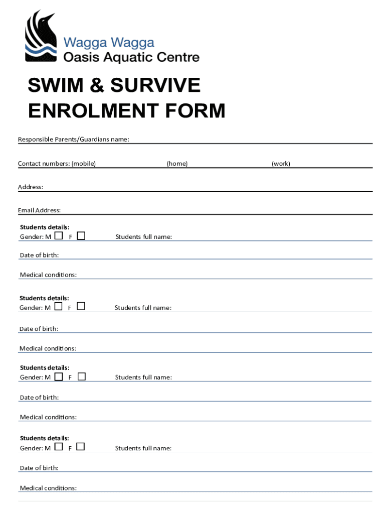 Fillable Online SWIM & SURVIVE Fax Email Print - pdfFiller