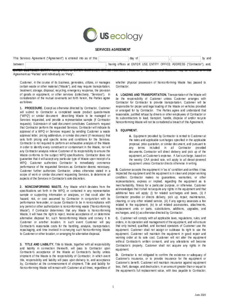 WASTE TRANSPORTATION AND DISPOSAL AGREEMENT Doc Template | pdfFiller