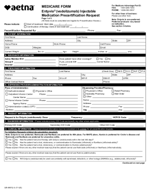Fillable Online Aetna Rx - Medicare Form - Entyvio (vedolizumab ...