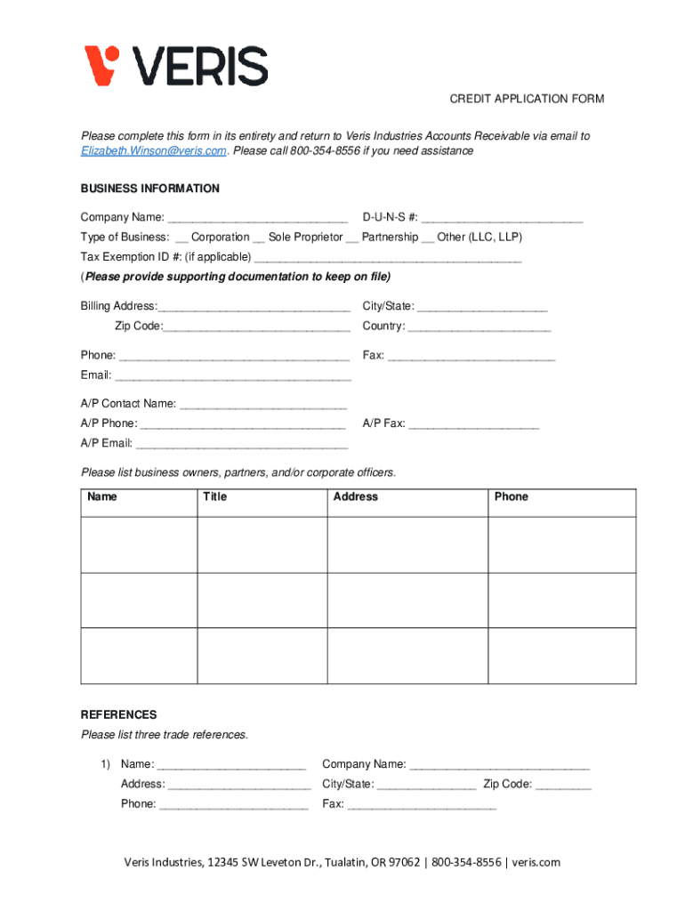 Fillable Online Please complete this form in its entirety and return to Veris Industries ...
