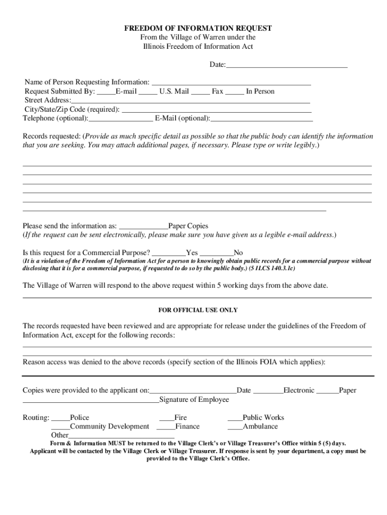 Fillable Online Freedom of Information Act (FOIA) - Forms and ...