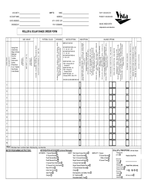 Fillable Online WOVEN WOOD SHADE ORDER FORM - Vista Products, Inc Fax ...